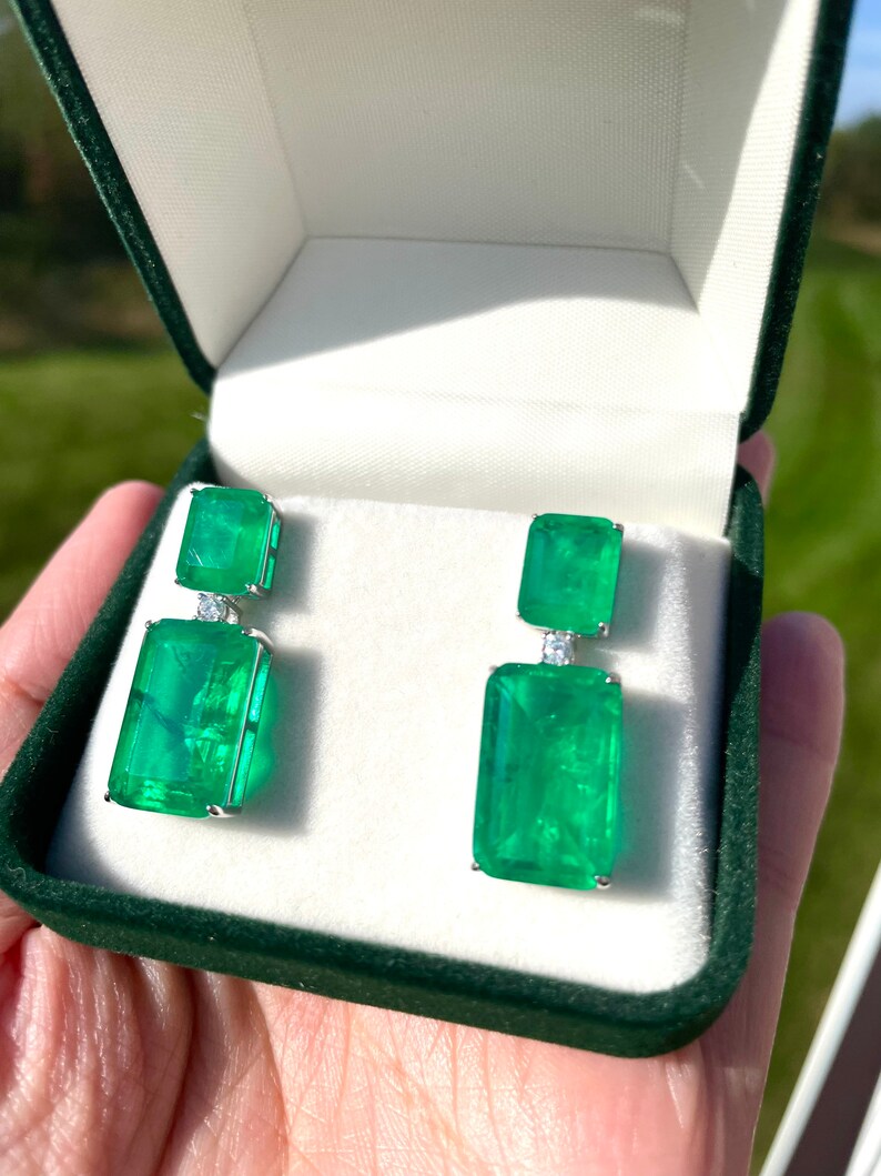 Vibrant Emerald Green Color Earrings Vivid Green Emerald | Etsy