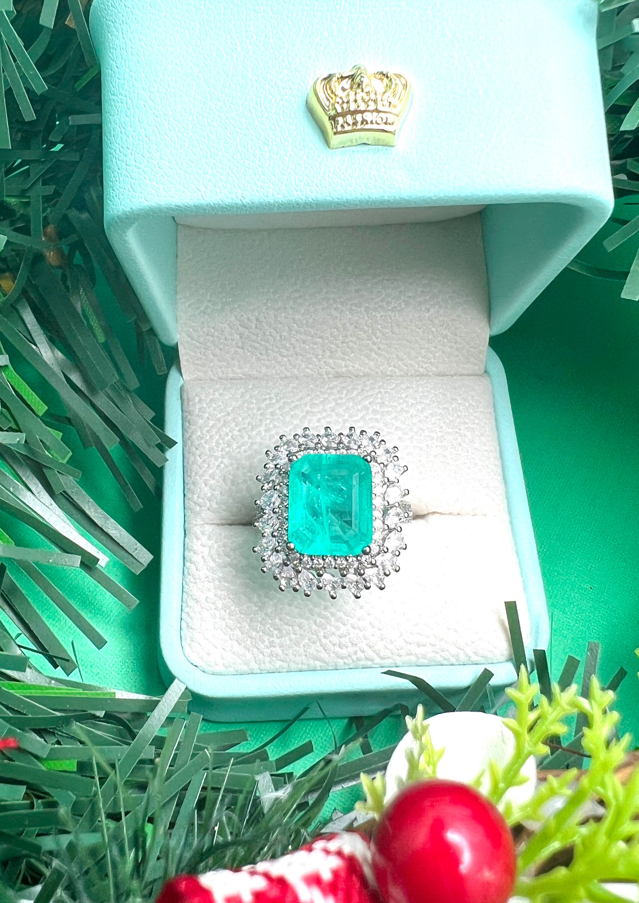 PARAIBA Blue/ocean Blue Halo Vintage Ring, Magnificent Exotic Neon Blue ...