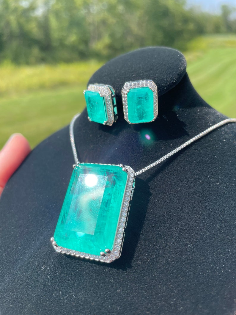 1x1.25 Inch PARAIBA Blue Jewelry Set, Magnificent Exotic Neon Vivid ...