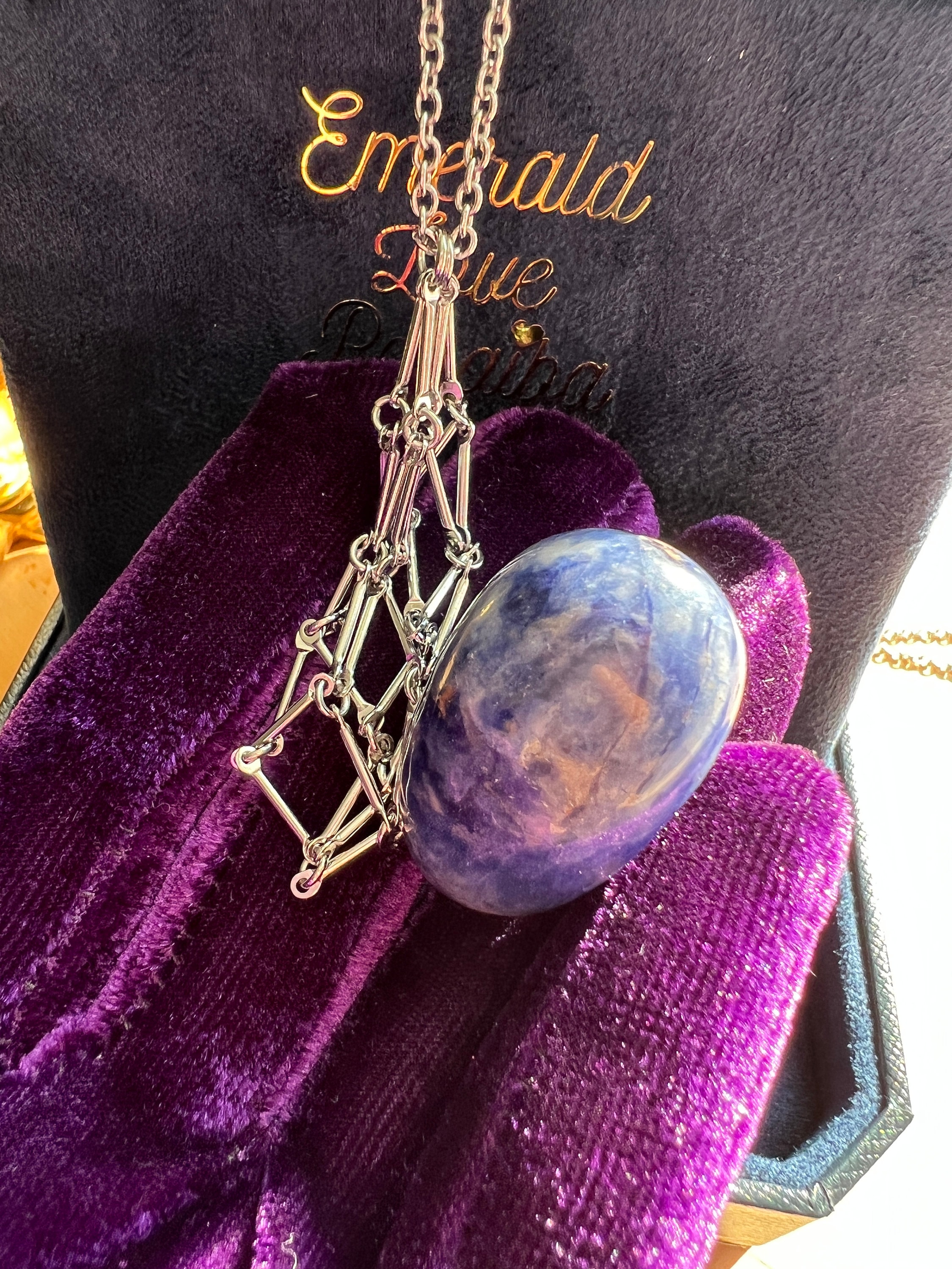 Gemstone Holder Necklace Spiral Bead Cages Pendant, Stainless Steel ...