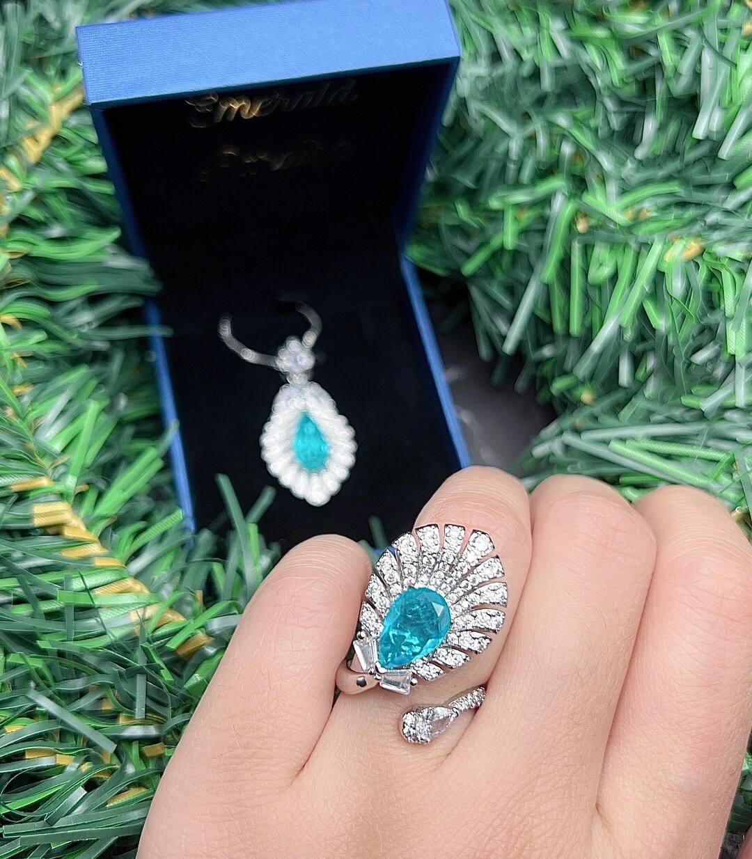 PARAIBA Blue Jewelry Floral Paraiba TOURMALINE Magnificent, Exotic Neon ...
