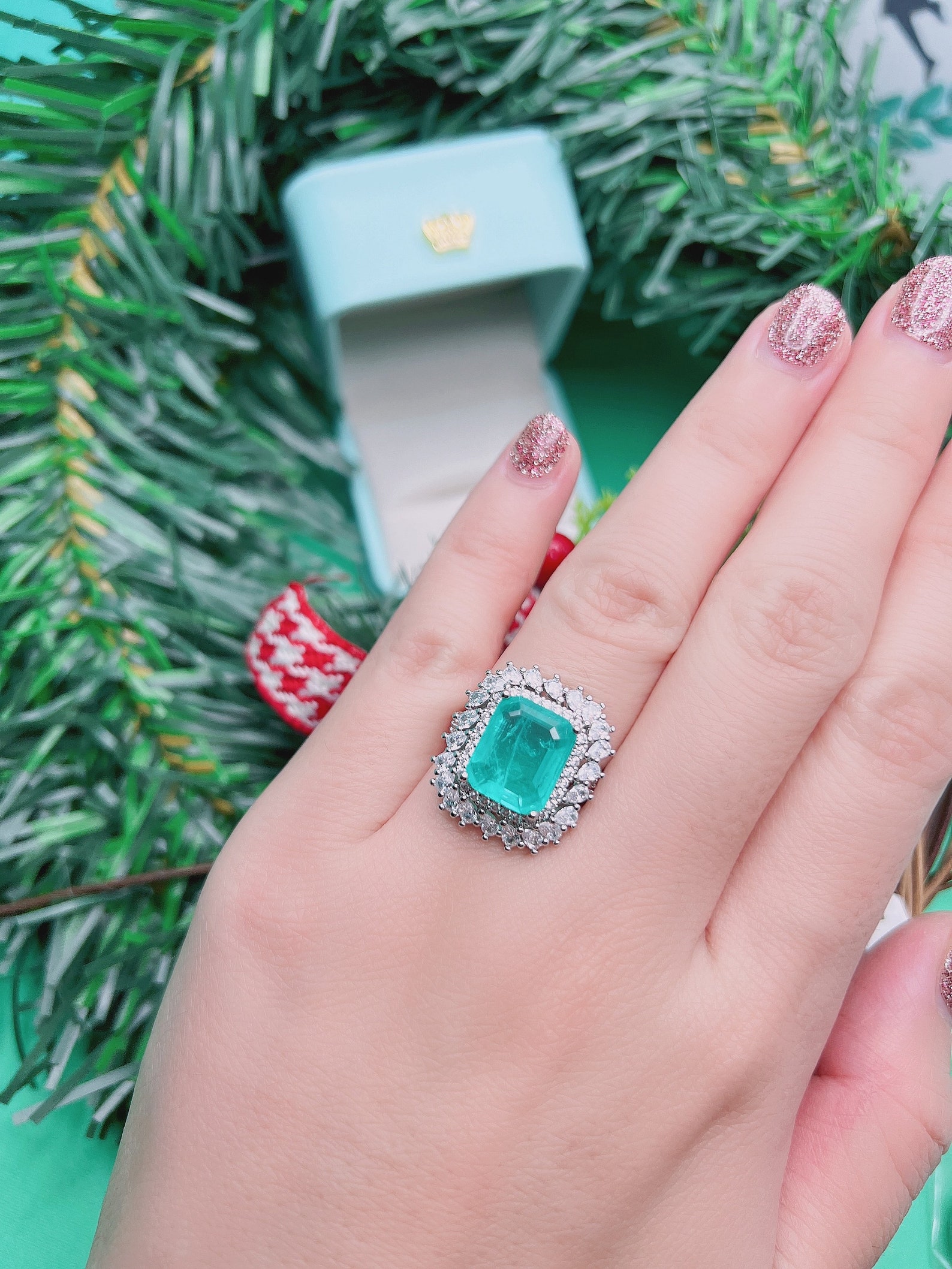 PARAIBA Blue/ocean Blue Halo Vintage Ring, Magnificent Exotic Neon Blue ...