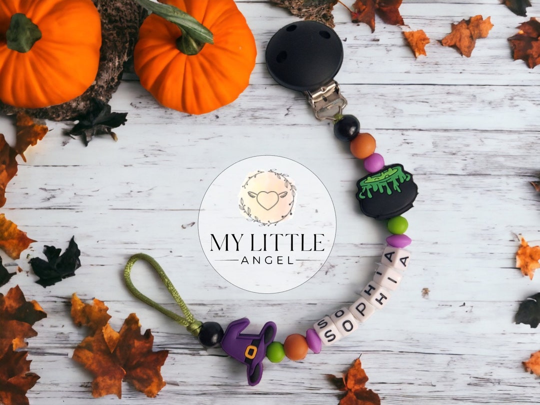 Halloween Pacifier Clip | Silicone/wooden | Personalised Gift | Baby ...