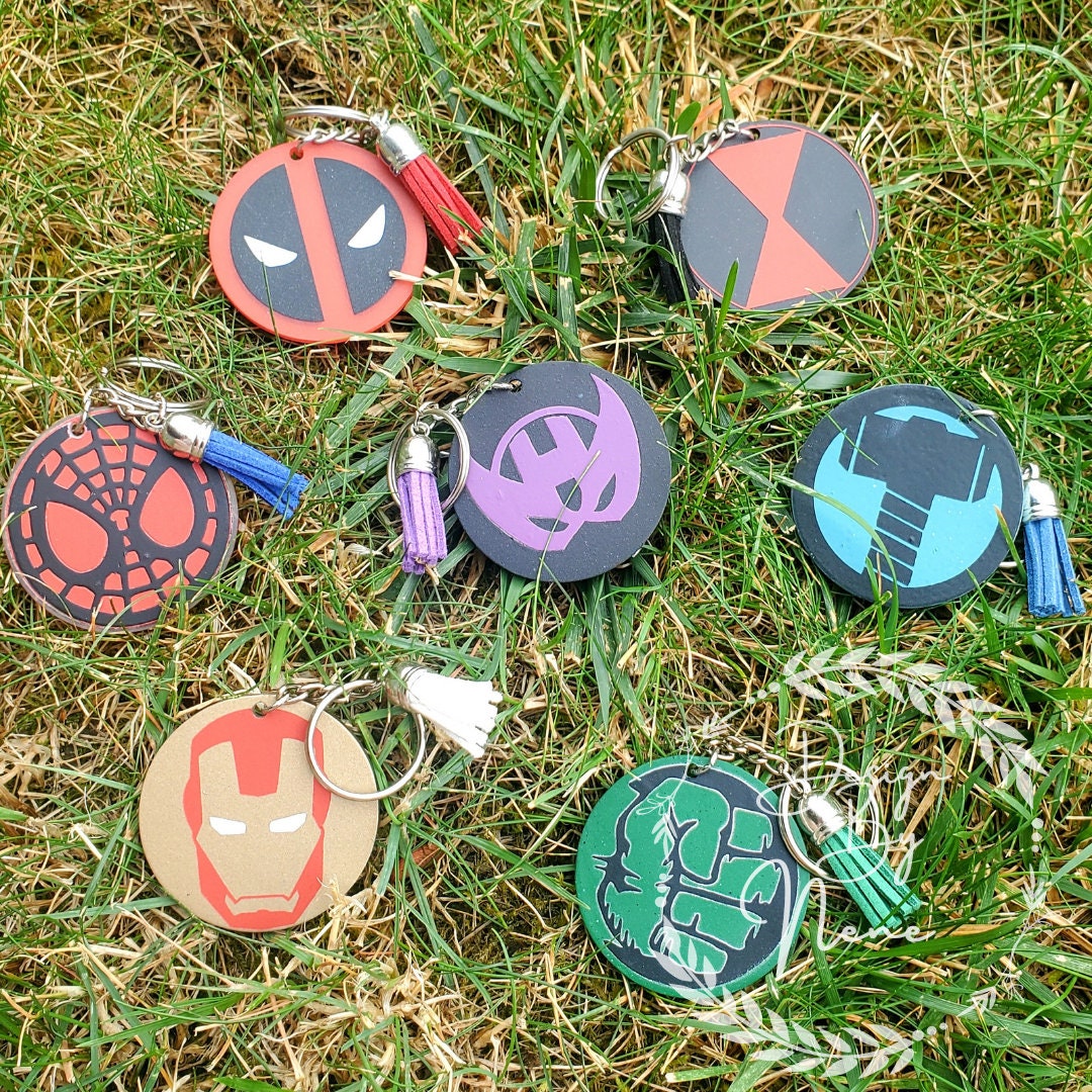 Superhero Keychains Spiderman Deadpool Hulk Hawkeye - Etsy
