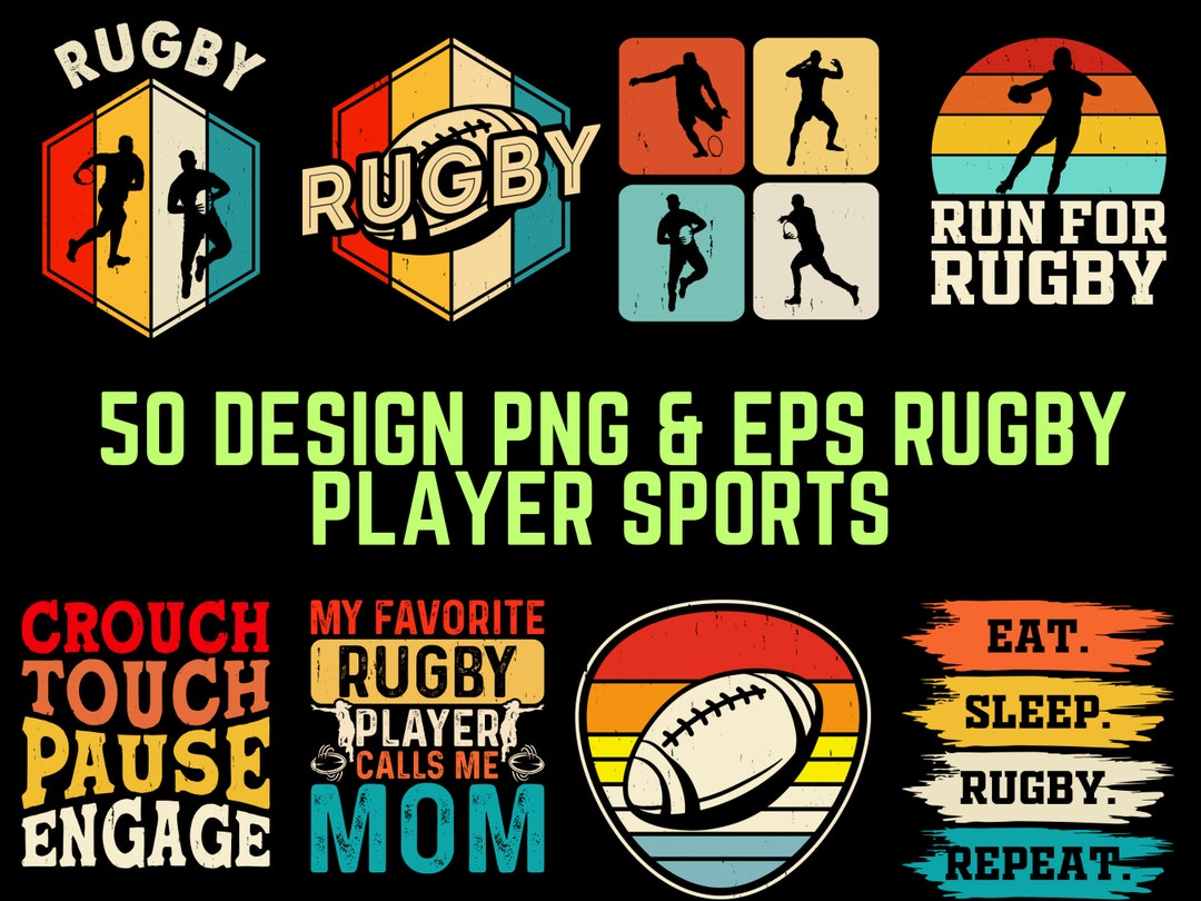 50 Bundle Design Png and Eps Rugby Player Sports Printing Sublimation ...
