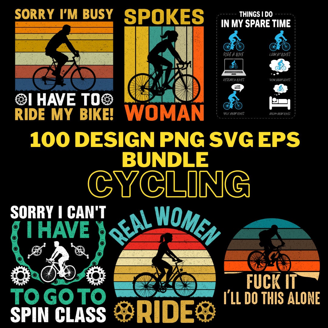 Cycling Designs Bundle, Hobby Quotes (PNG, SVG, EPS Digital File) - Etsy UK