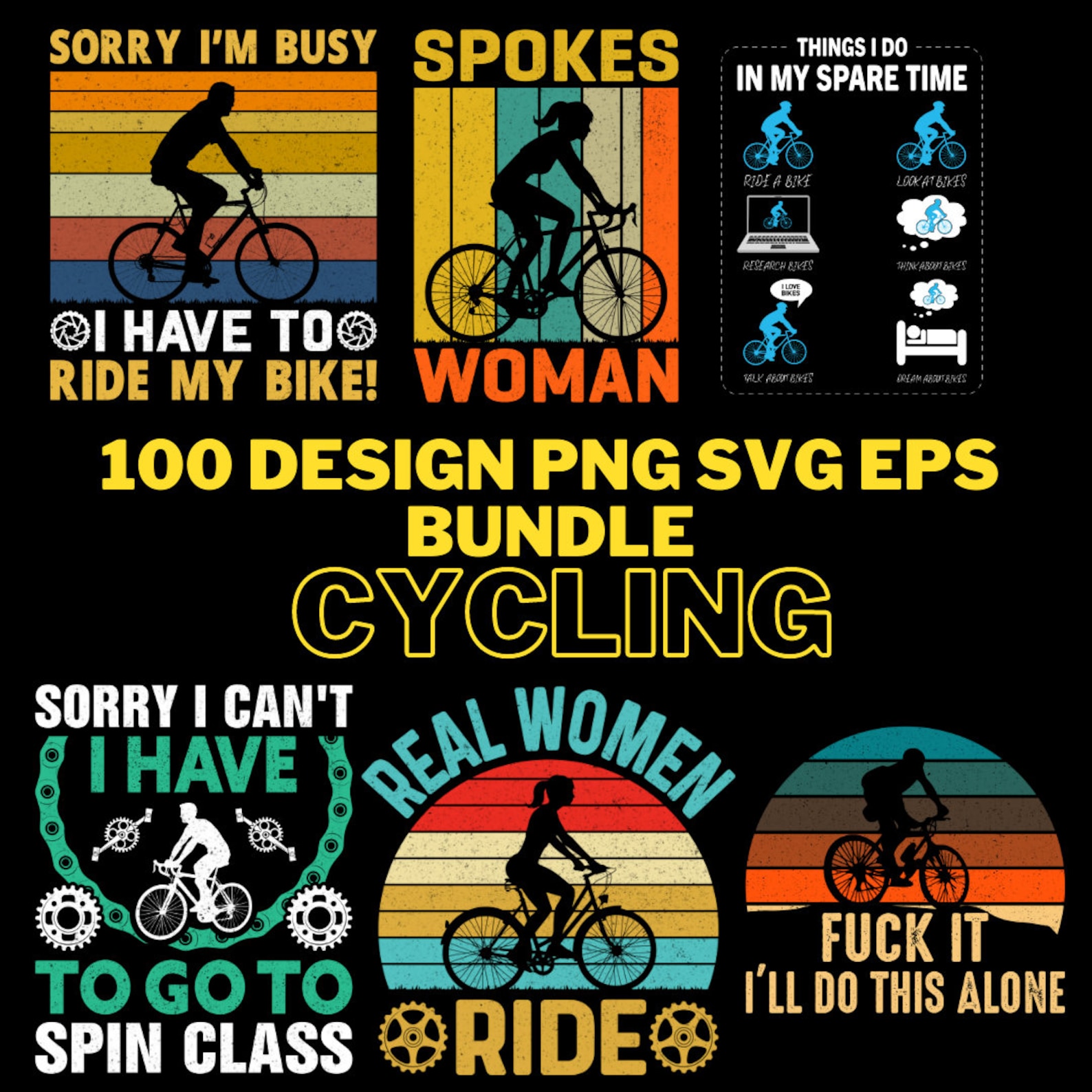 100 Bundle Design PNG and EPS Cycling Cycle Hobby Quote - Etsy