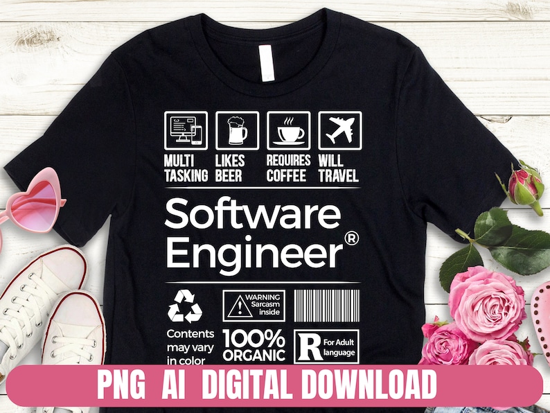 Software Engineer Programmer Fun Fact Printing Tshirt Png & Ai Digital ...
