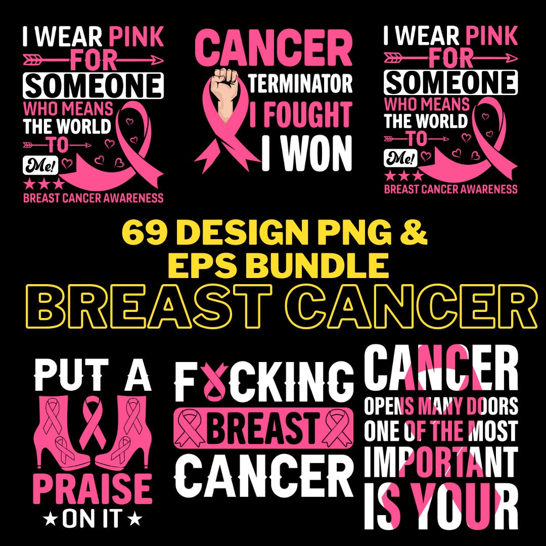 69 Bundle Design PNG & EPS Breast Cancer Quote Printing Sublimation ...