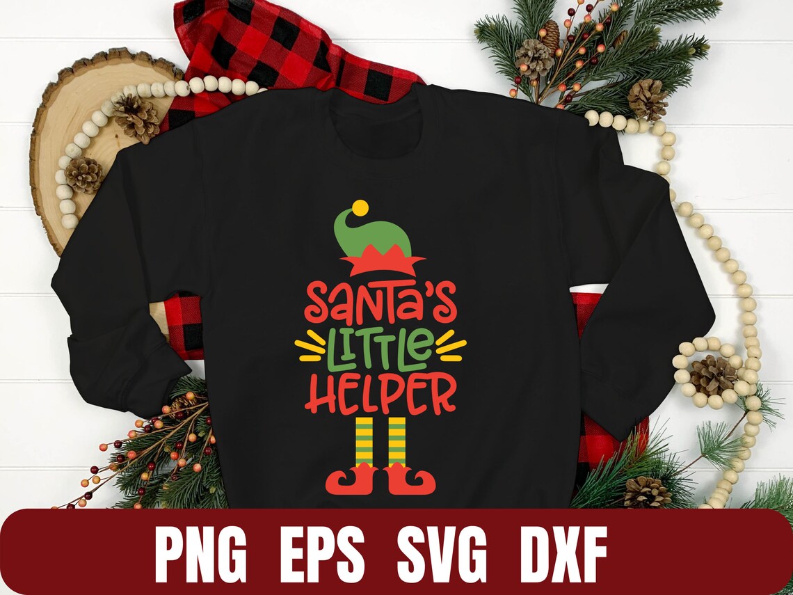 Design Png Eps Svg Dxf Christmas Santa Little Helper Printing - Etsy