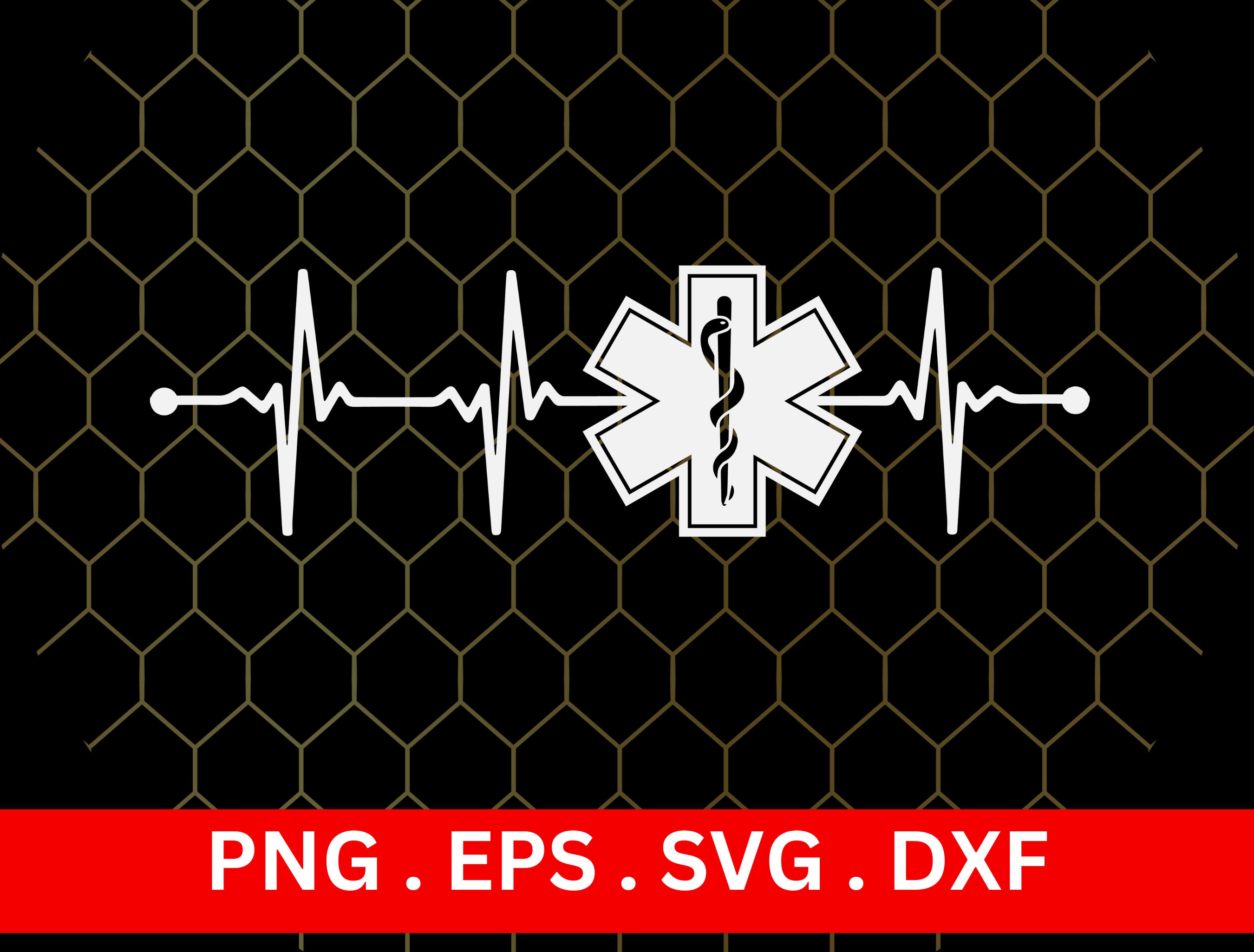 Heartbeat Pulse EMT Paramedic Png Eps Dxf Svg Design Printing T-shirt ...