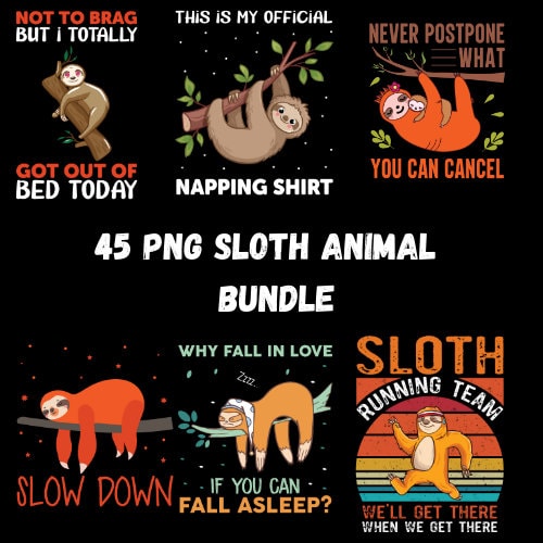 45 PNG Sloth Animal Printing Tshirt PNG Digital File Download - Etsy
