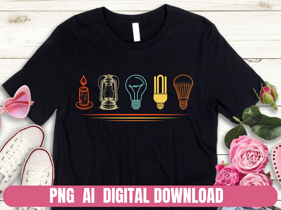 Electrician Light Bulb Electric Png Ai Design Printing T-shirt ...