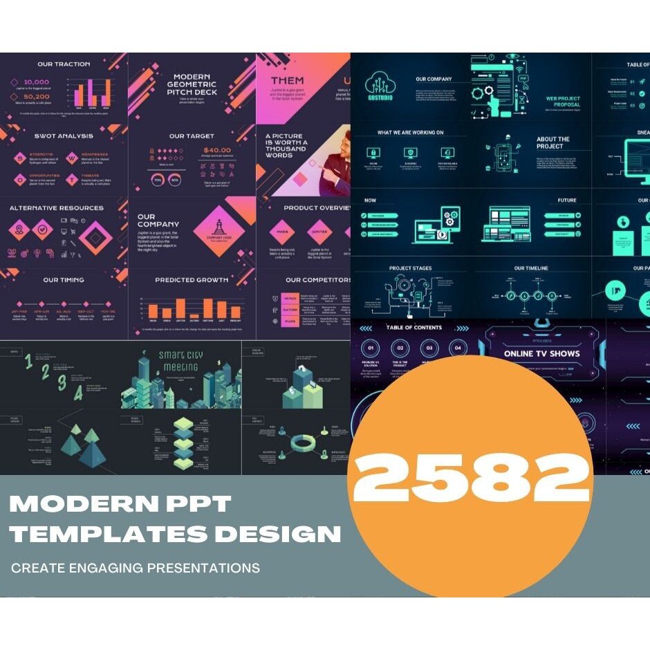 Powerpoint Slides With 2582 Modern Templates PPT Slide Bundle - Etsy