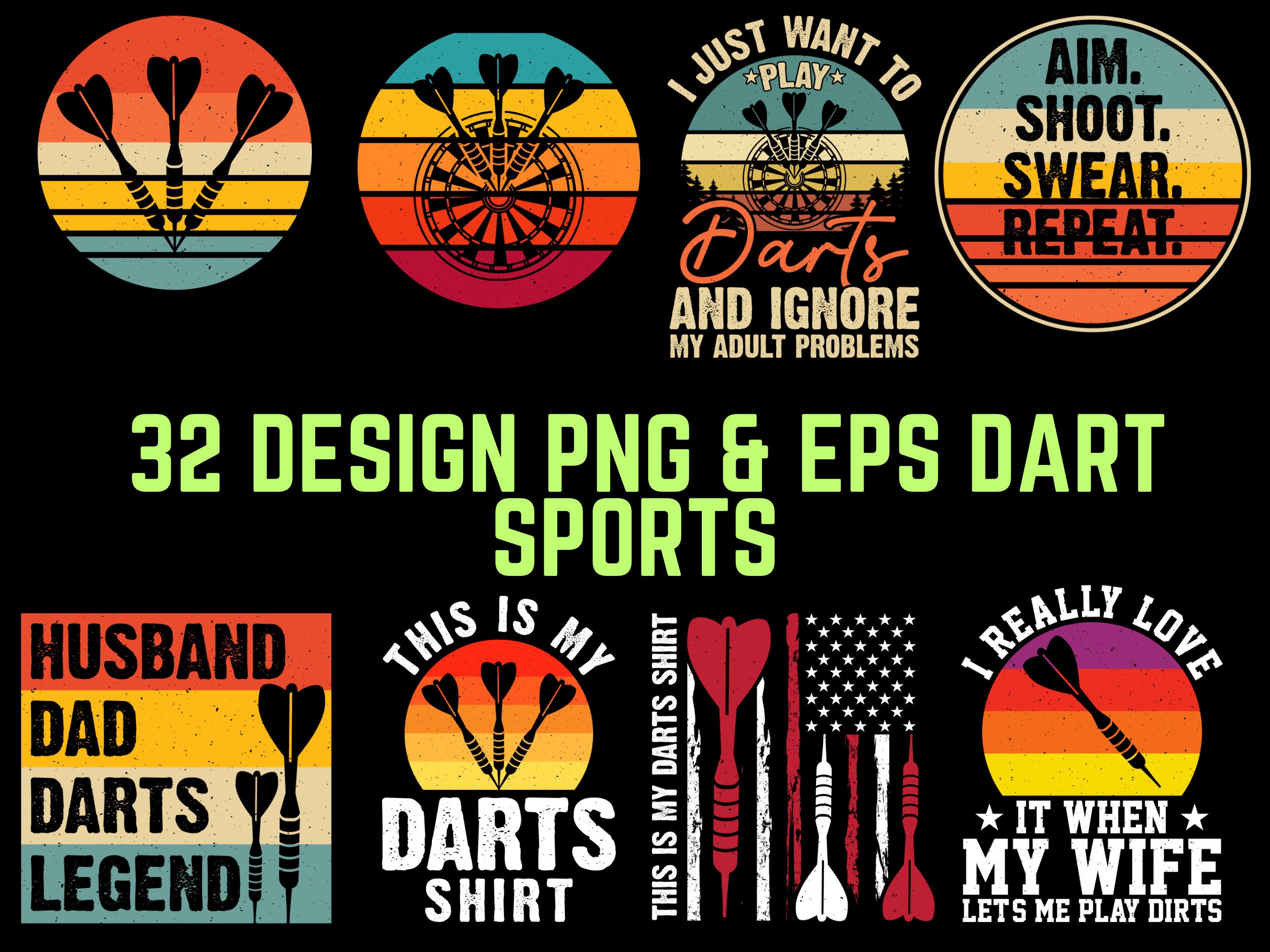 32 Bundle Design Png Eps Dart Sports Printing Sublimation Tshirt PNG ...