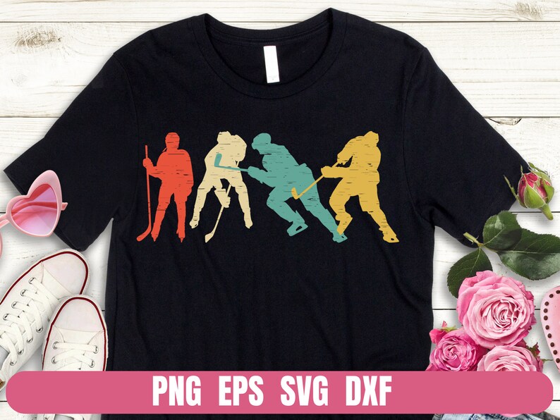 Design Png Eps Svg Dxf Hockey Ice Player Retro Printing - Etsy