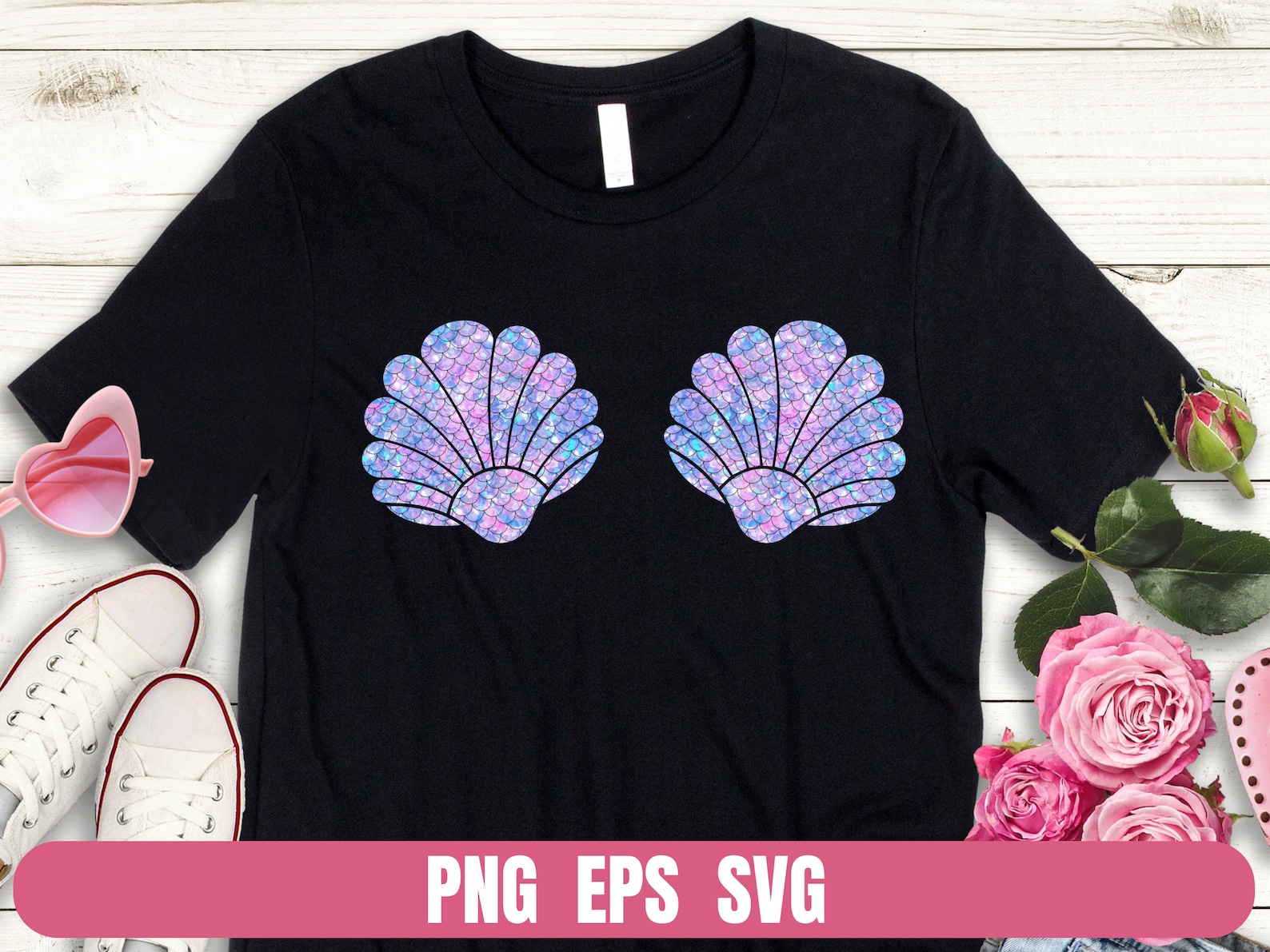Design Png Eps Svg Mermaid Sea Shell Bra Printing Tshirt Digital File ...