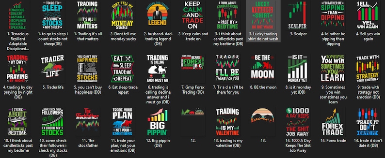 Forex Trading T-shirt Designs Bundle, DTG Sublimation PNG EPS (digital ...