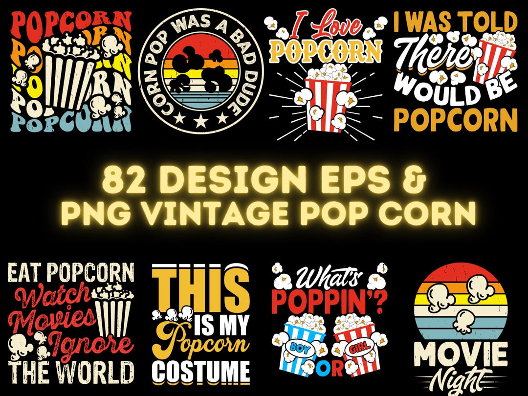 82 Bundle Design Vintage Pop Corn Snack Digital Download Printing ...