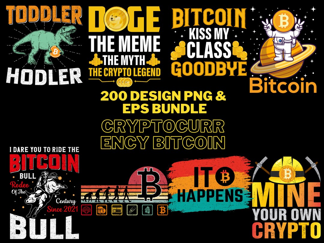 200 Bundle Design Png and EPS Cryptocurrency Bitcoin Btc Printing DTG ...
