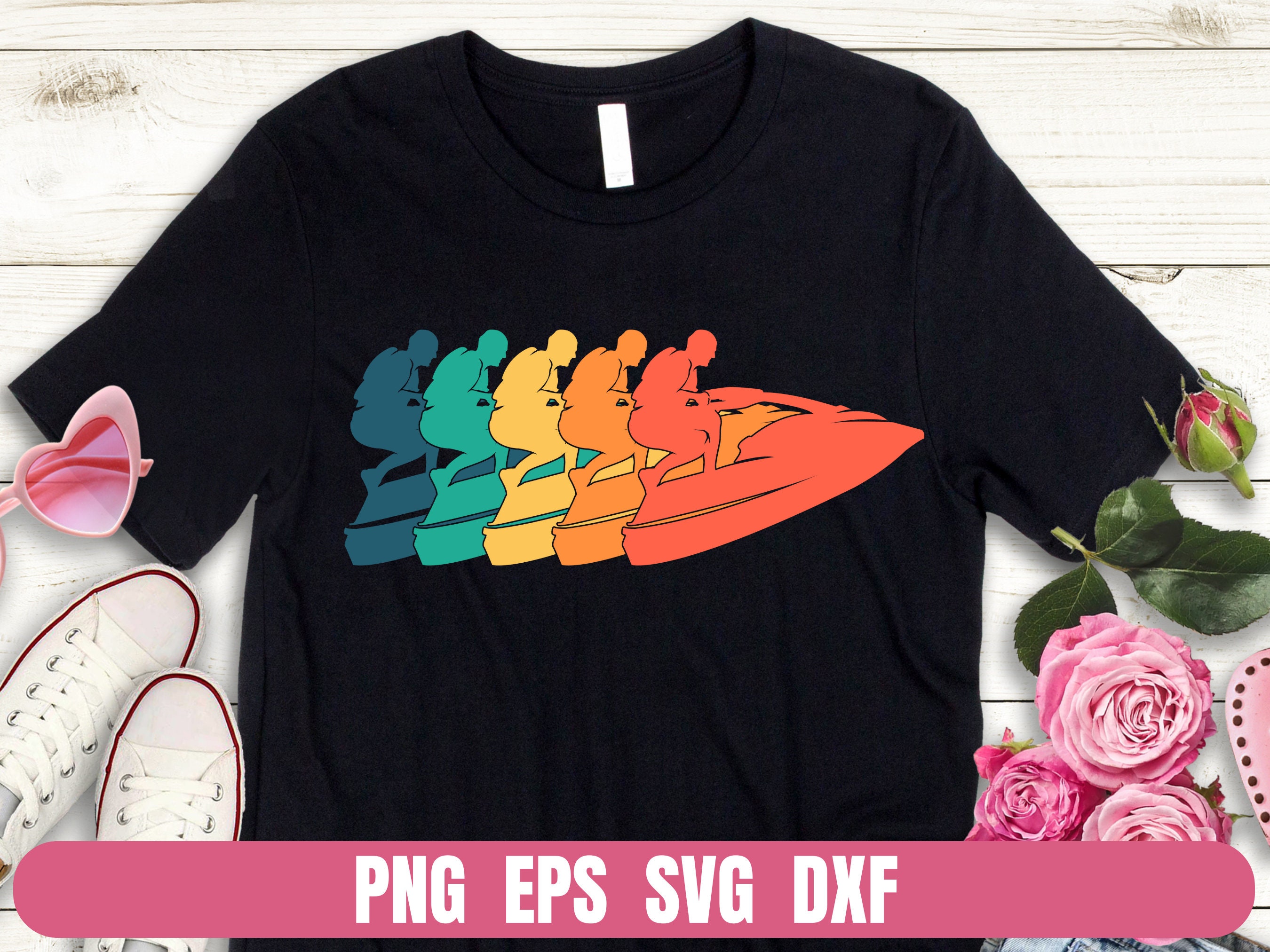 Design Png Eps Svg Dxf Jet Ski Retro Vintage Color Printing - Etsy