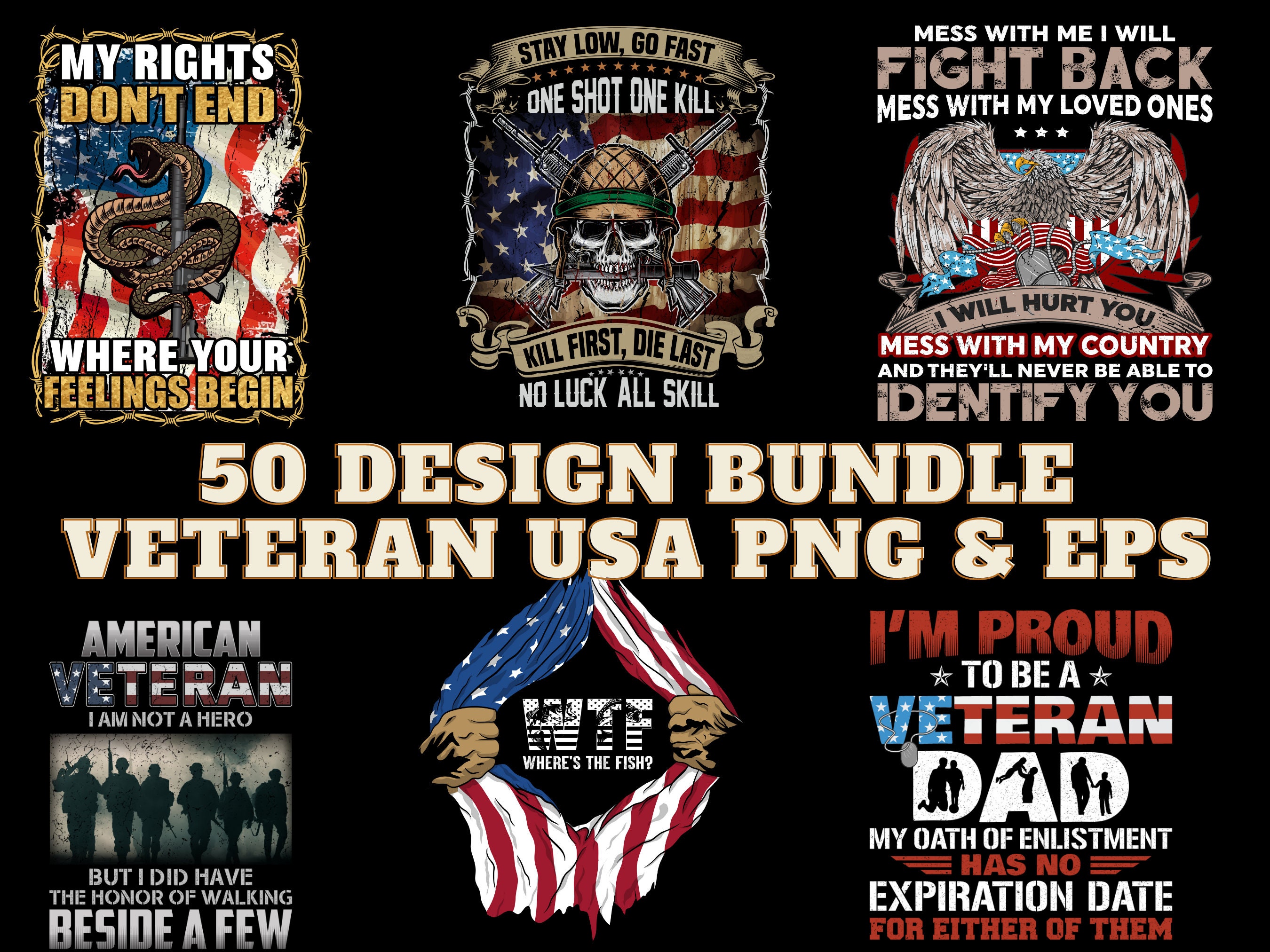 Veteran USA Design Bundle, Military Printing (PNG, EPS Digital File) - Etsy