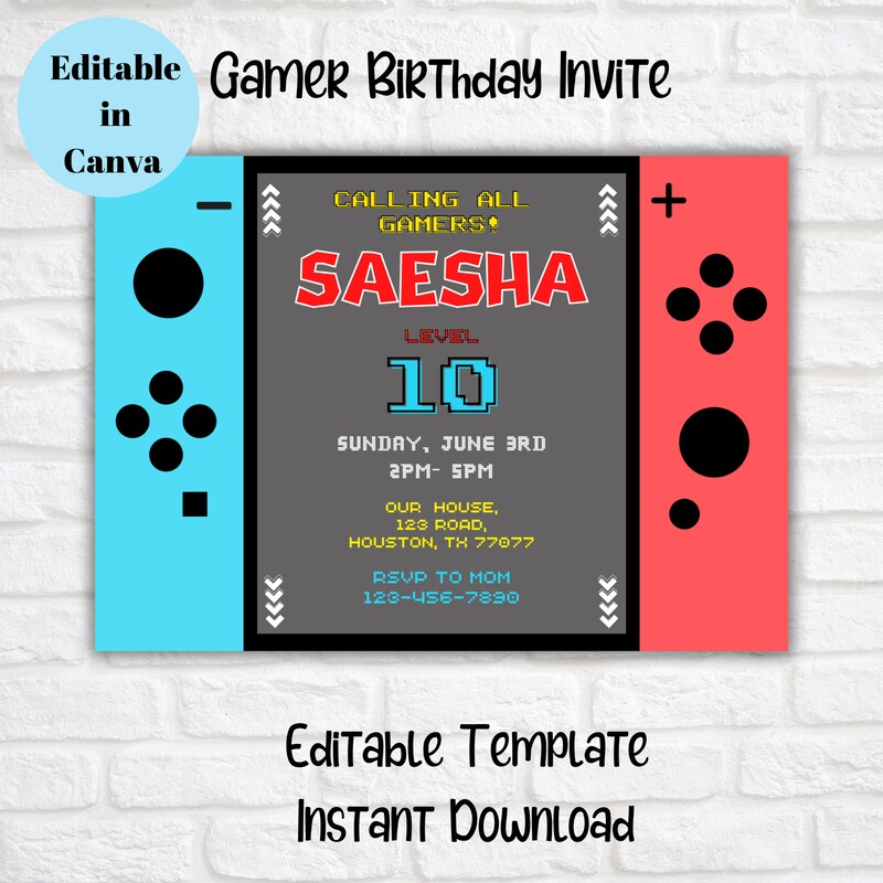 Nintendo Invitation - Etsy