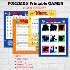 Pokemone Birthday Supplies, Pikachu Gaming, Kids Trivia Game, Word ...