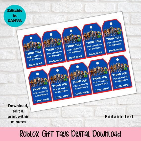Roblox Gift Tags Roblox Sticker Printable Roblox Party - Etsy Australia
