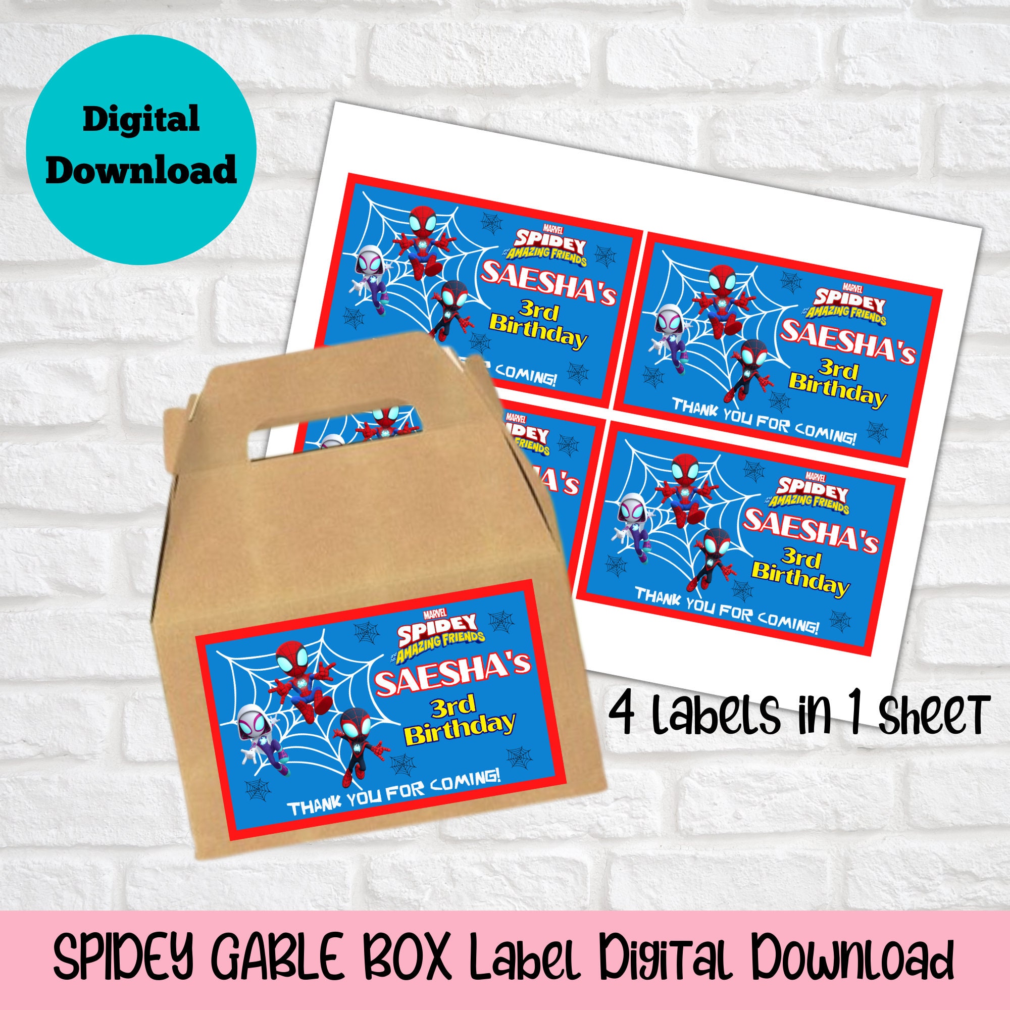 Spidey and His Amazing Friends Party Favors, Spidey Party Decoration ...