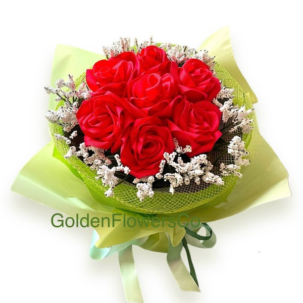 Ribbon Rose Bouquet - Etsy