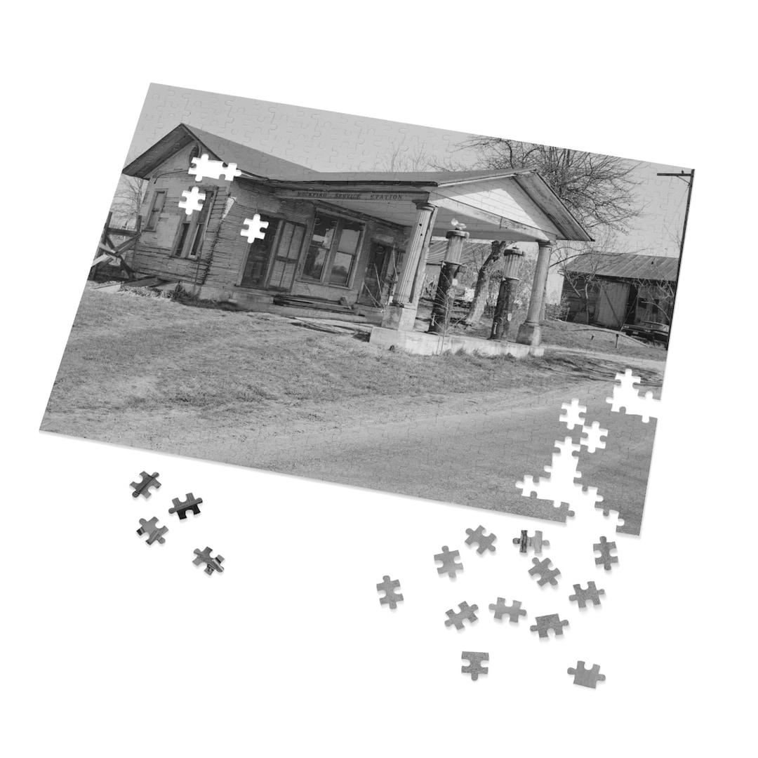 Service Station Jigsaw Puzzle Black & White Vintage Service Station 110 ...