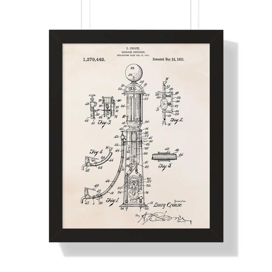 Framed Poster of Gas Pump Design by Emory Crouse for Clear - Etsy
