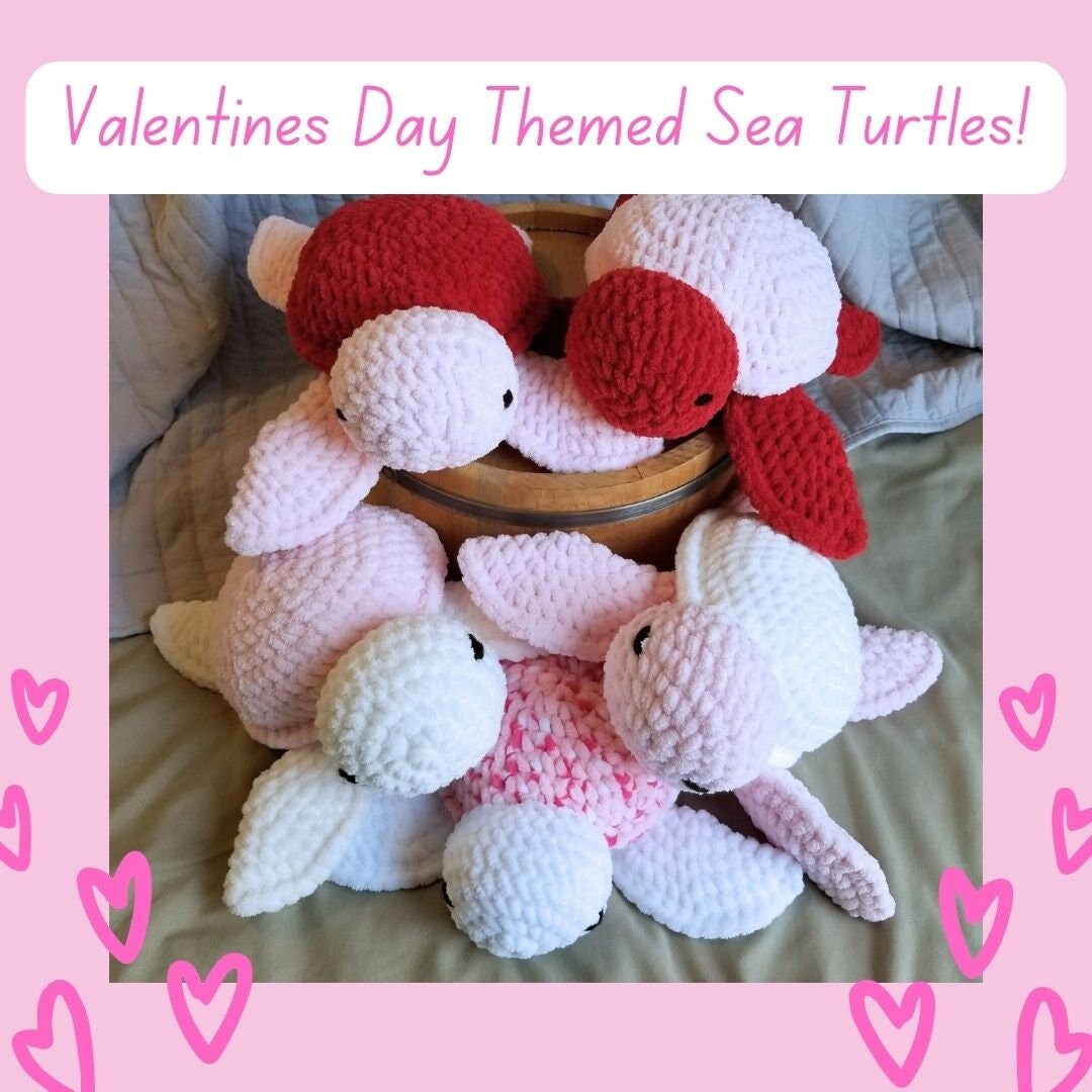 Valentines Day Themed Crochet Sea Turtles - Etsy
