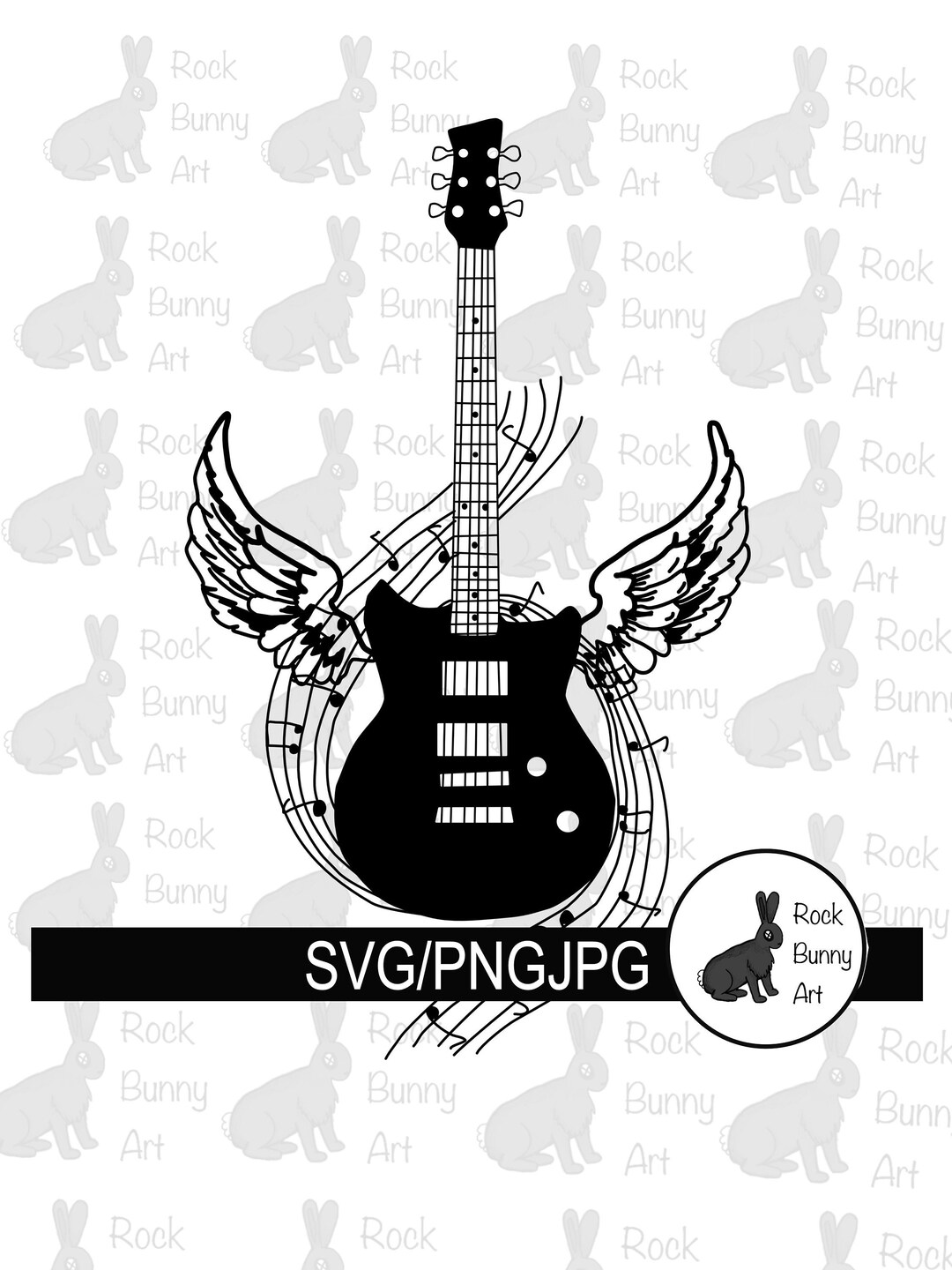 Winged Electric Guitar Svg File, Electric Guitar With Music Notes ...