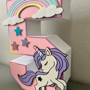 Unicorn, Rainbow Unicorn, 3d Number, Unicorn Birthday Decorations ...