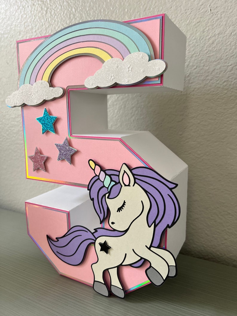 Unicorn, Rainbow Unicorn, 3d Number, Unicorn Birthday Decorations ...