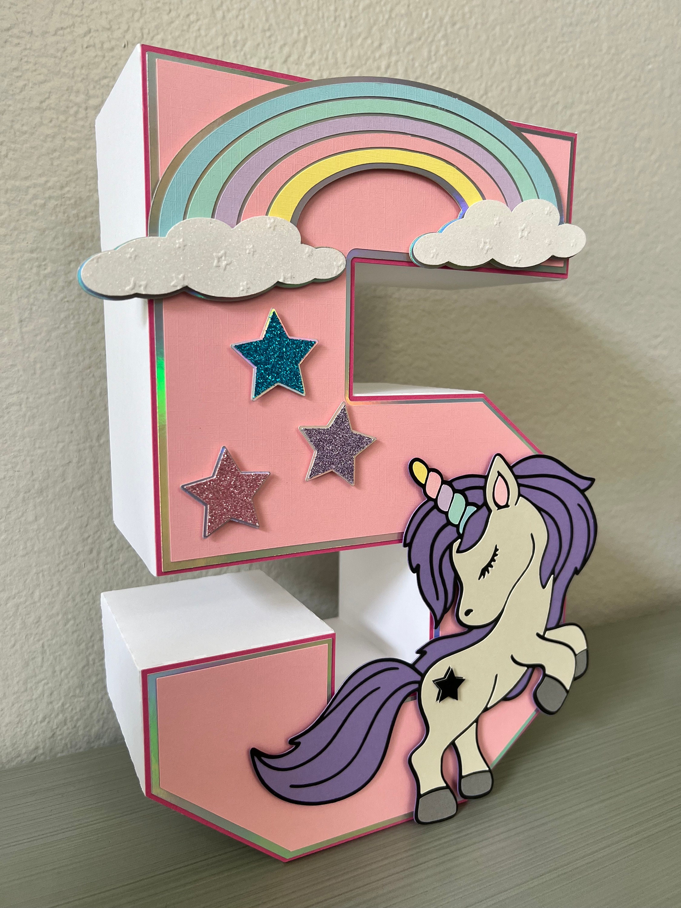 Unicorn, Rainbow Unicorn, 3d Number, Unicorn Birthday Decorations ...