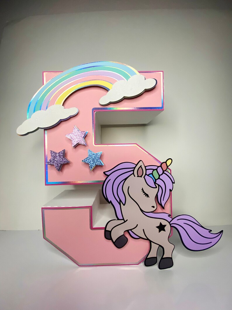 Unicorn Rainbow Unicorn 3d Number Unicorn Birthday - Etsy