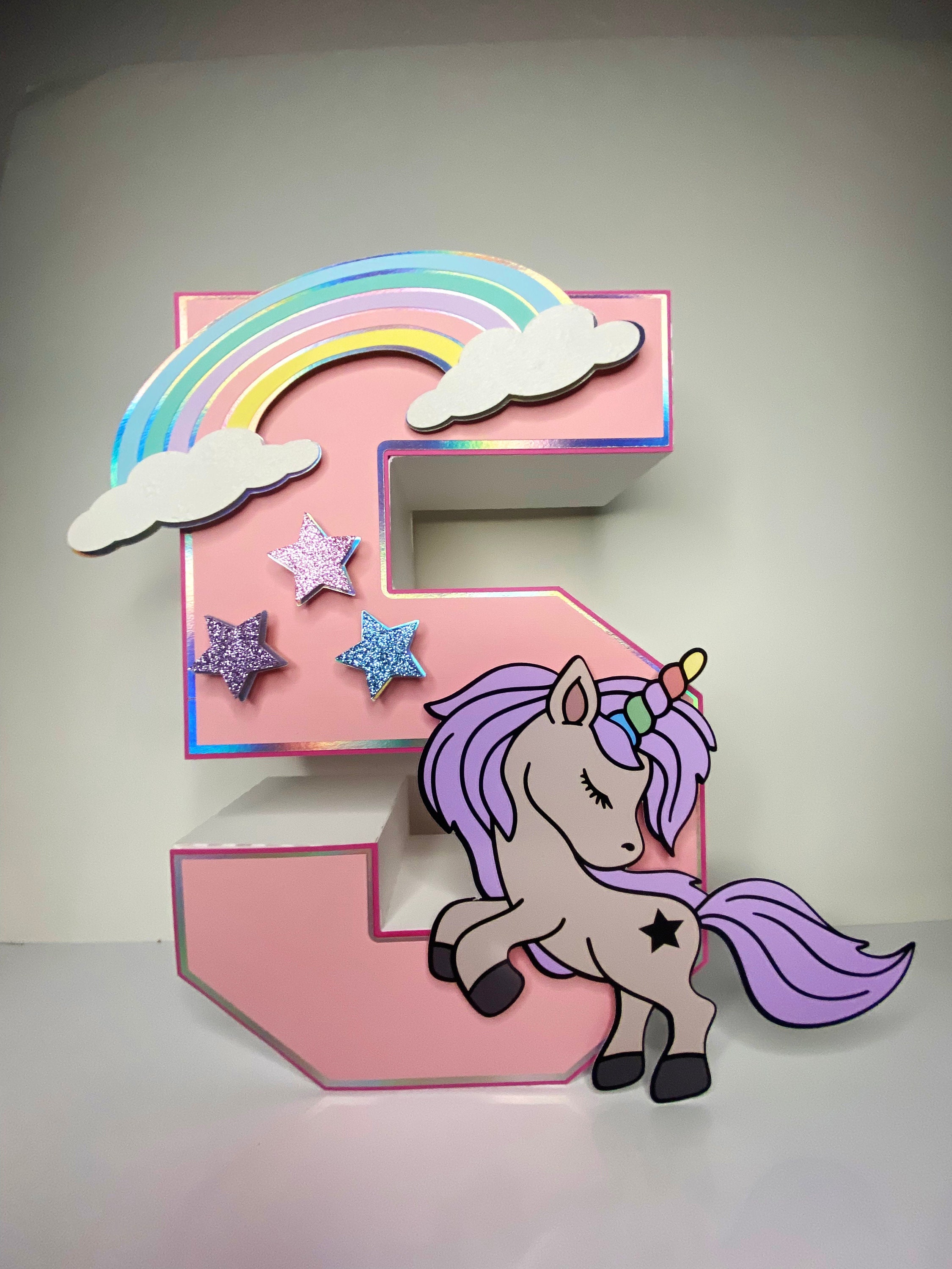 Unicorn, Rainbow Unicorn, 3d Number, Unicorn Birthday Decorations ...