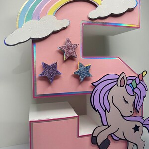 Unicorn, Rainbow Unicorn, 3d Number, Unicorn Birthday Decorations ...