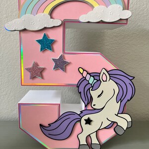 Unicorn, Rainbow Unicorn, 3d Number, Unicorn Birthday Decorations ...