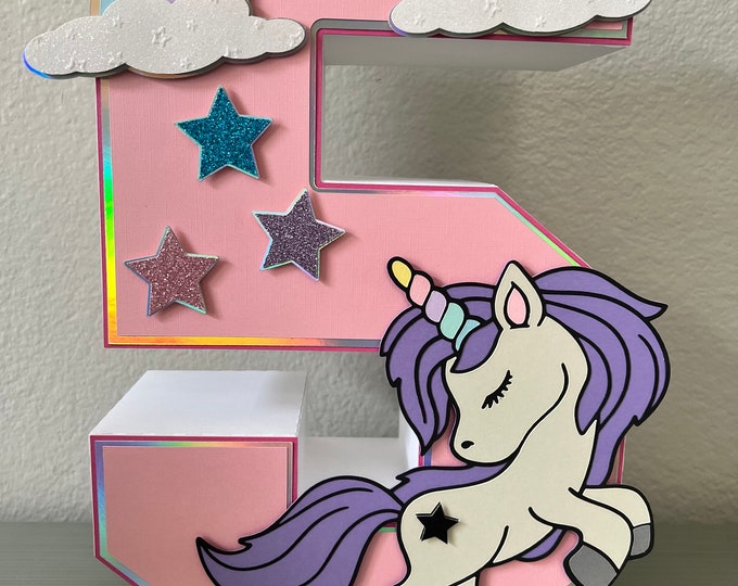 Unicorn, Rainbow Unicorn, 3d Number, Unicorn Birthday Decorations ...