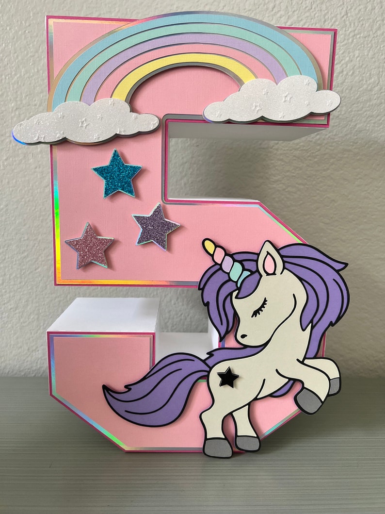 Unicorn, Rainbow Unicorn, 3d Number, Unicorn Birthday Decorations ...
