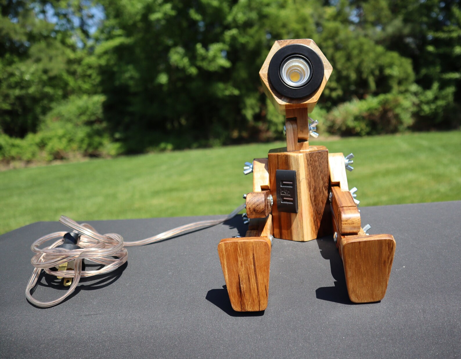 Handmade Wooden Robot Lamp from Colombia - Etsy
