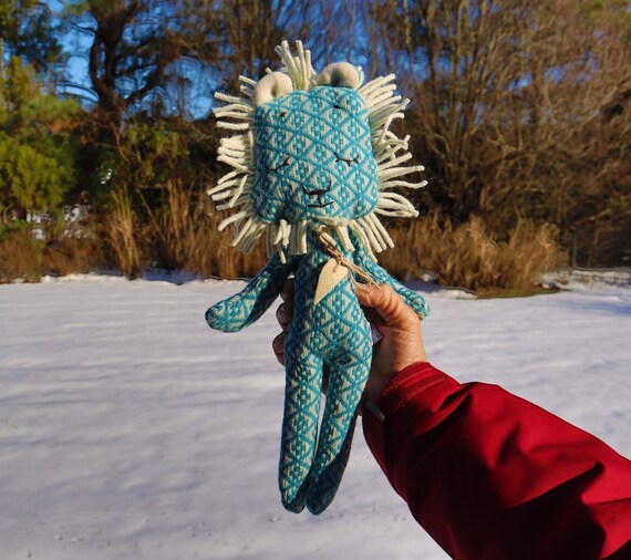 Handmade Blue Lion Stuffed Animal Plush Doll from Lisbon - Etsy
