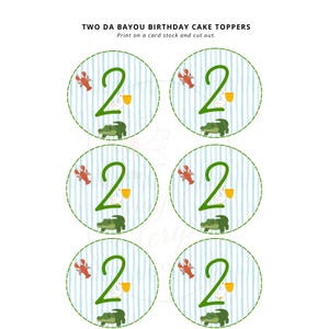 Two Da Bayou Cupcake Toppers | Printable Cajun Birthday Party Decor ...