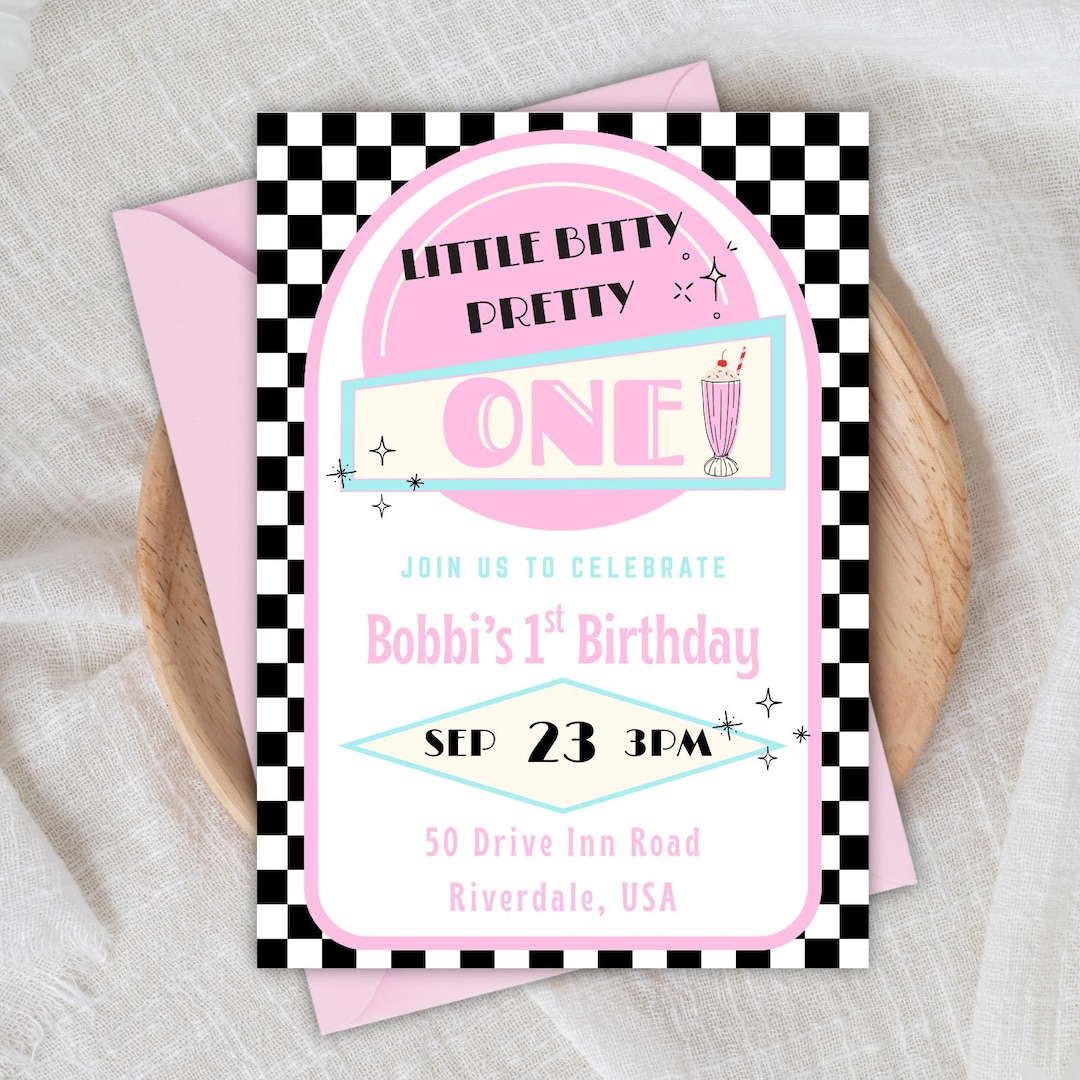 Retro 50s First Birthday Invitation | Editable Canva Template | Little ...