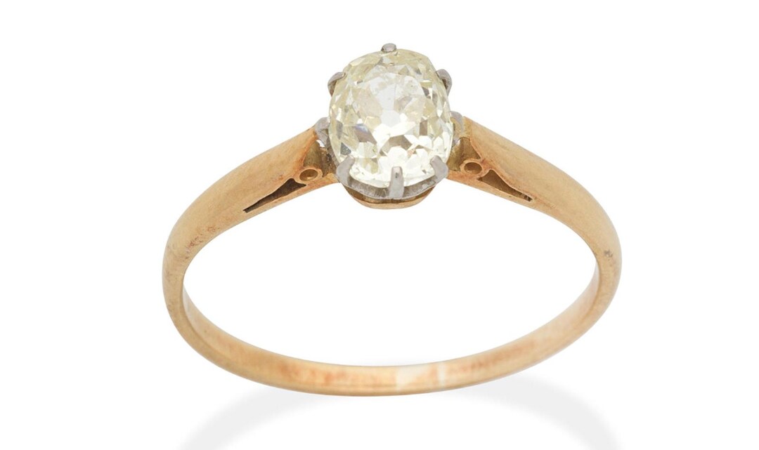 Antique 17k Old Cushion Cut Diamond Ring - Etsy