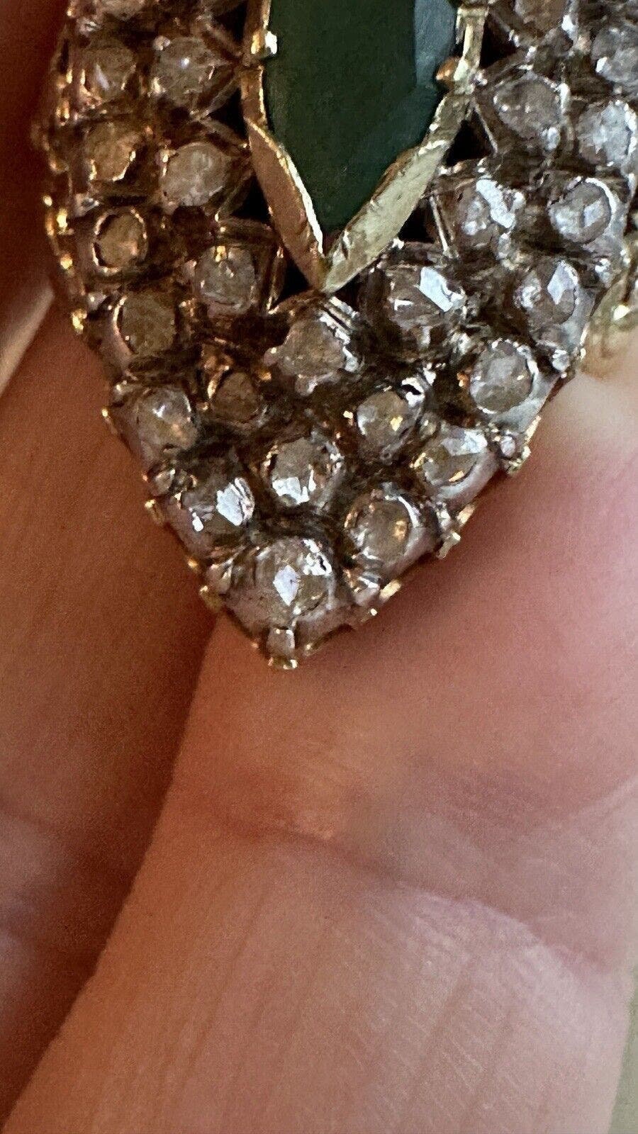 Georgian Diamonds & Emerald Stone 18k Gold Navient Ring - Etsy